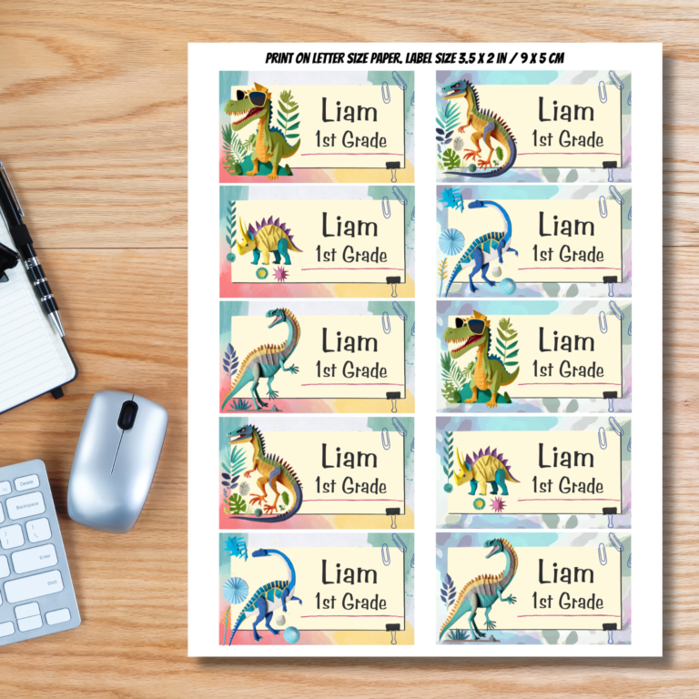 Cute and Co - Set of Dinosaurs Printable Labels Back to school ...