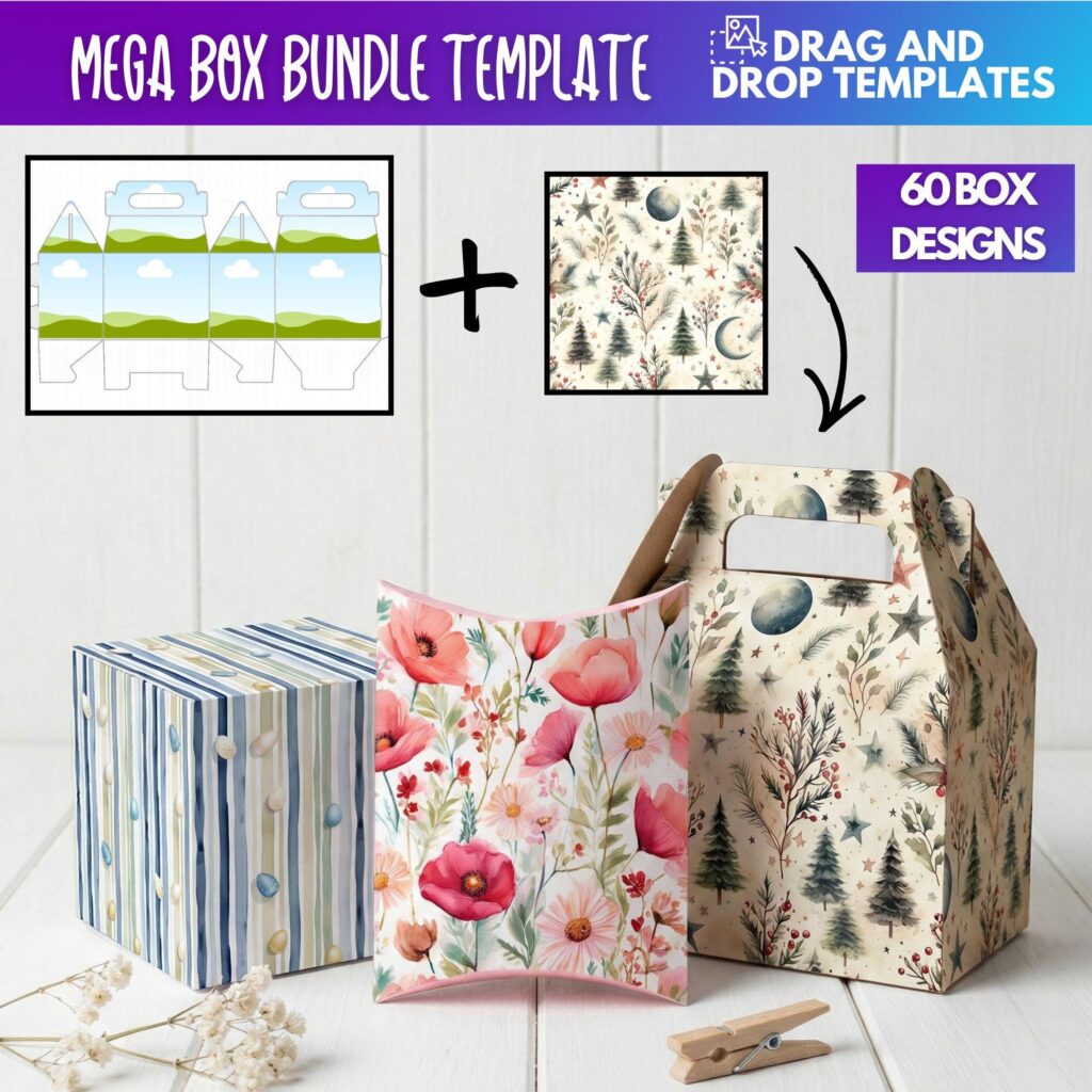 Cute and Co - 60 Gift Box Templates for Canva | Editable DIY Packaging ...